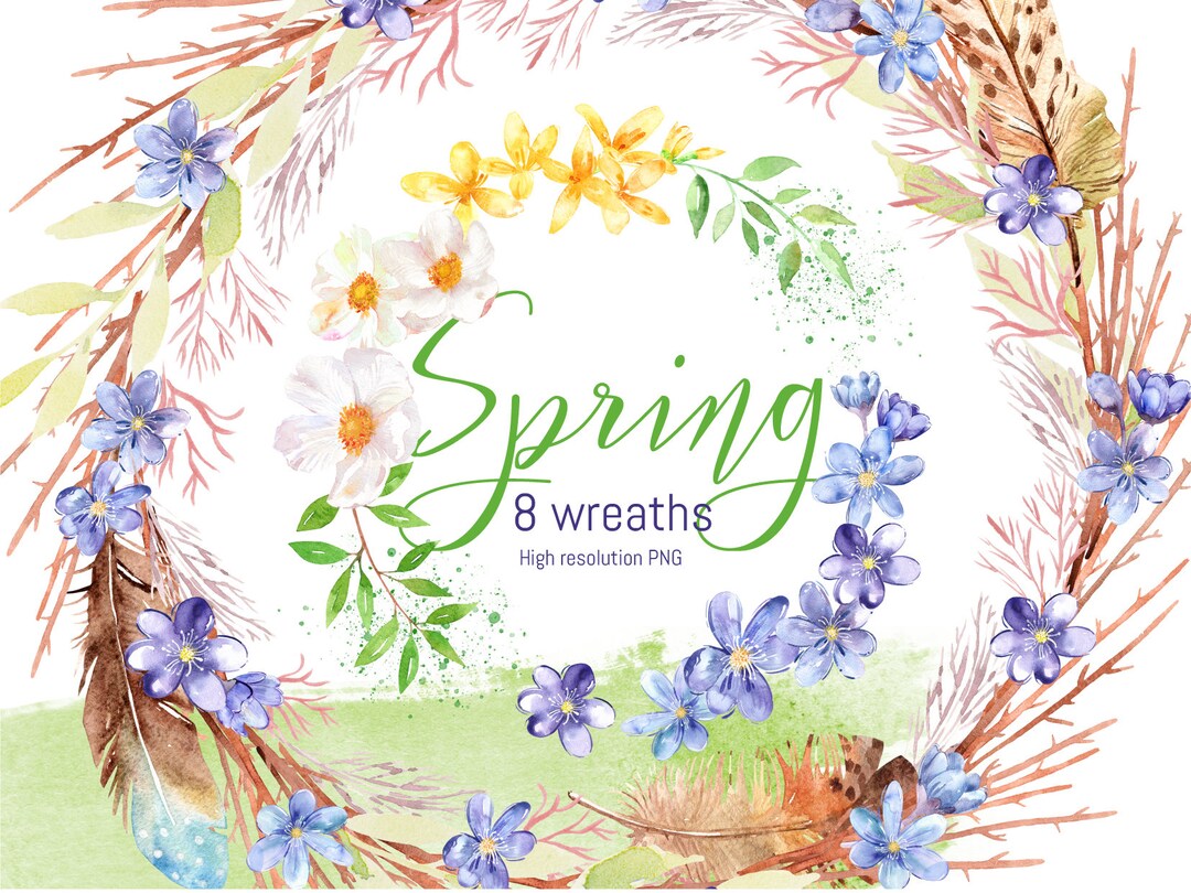 Watercolor SPRING Wreaths Clipart | Spring Flowers Wreaths | Hand ...