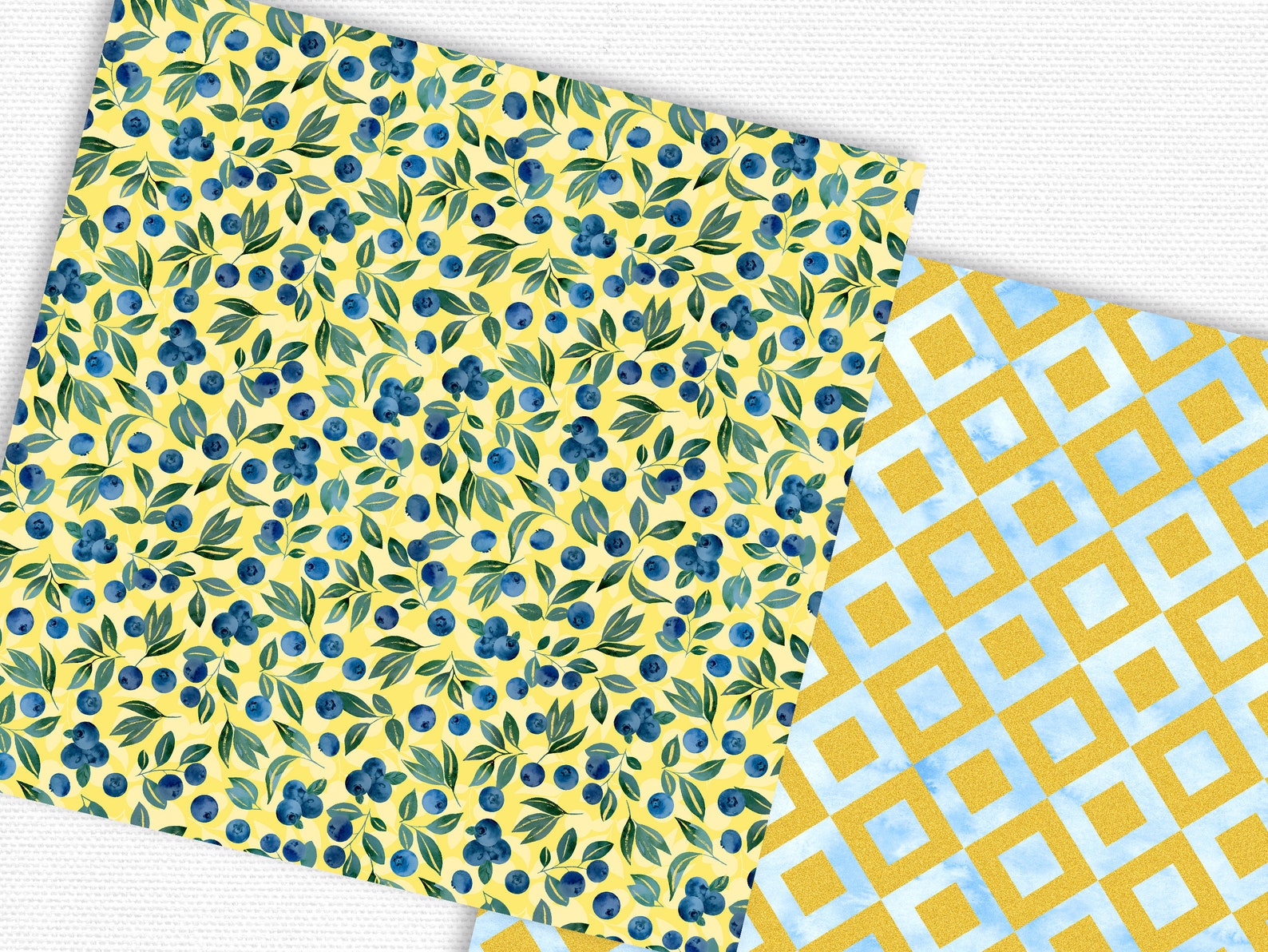 SEAMLESS Watercolor Blueberries Digital Paper Pack Blueberry - Etsy