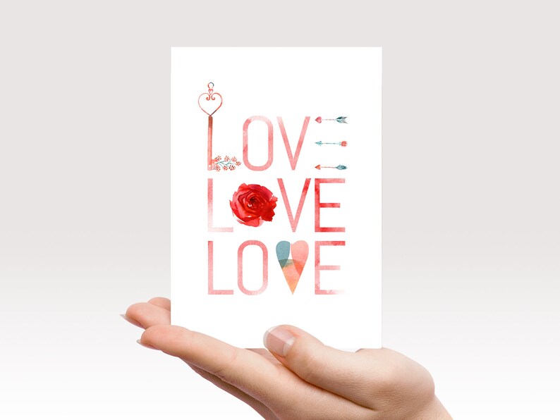 Valentines Card Printable Valentines Day Greeting Card Love - Etsy