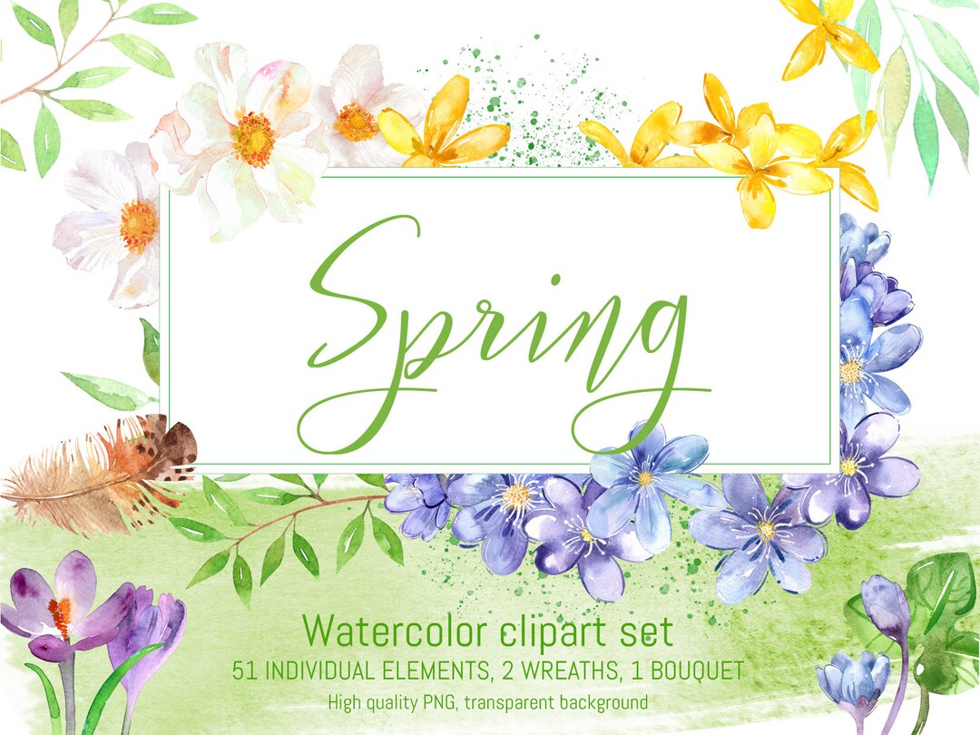 Watercolor SPRING Clipart Set | SPRING Flowers Clipart | Hand Painted ...