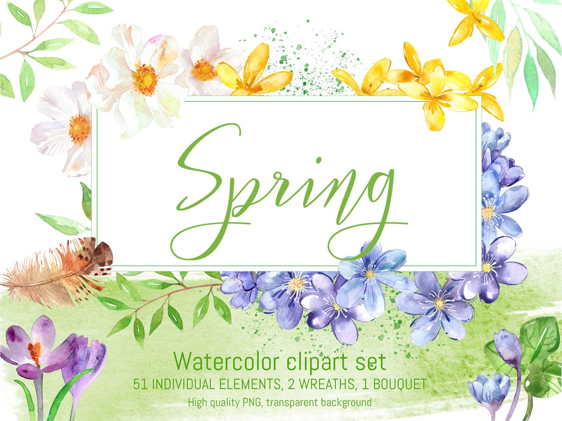 Watercolor SPRING Clipart Set SPRING Flowers Clipart Hand - Etsy