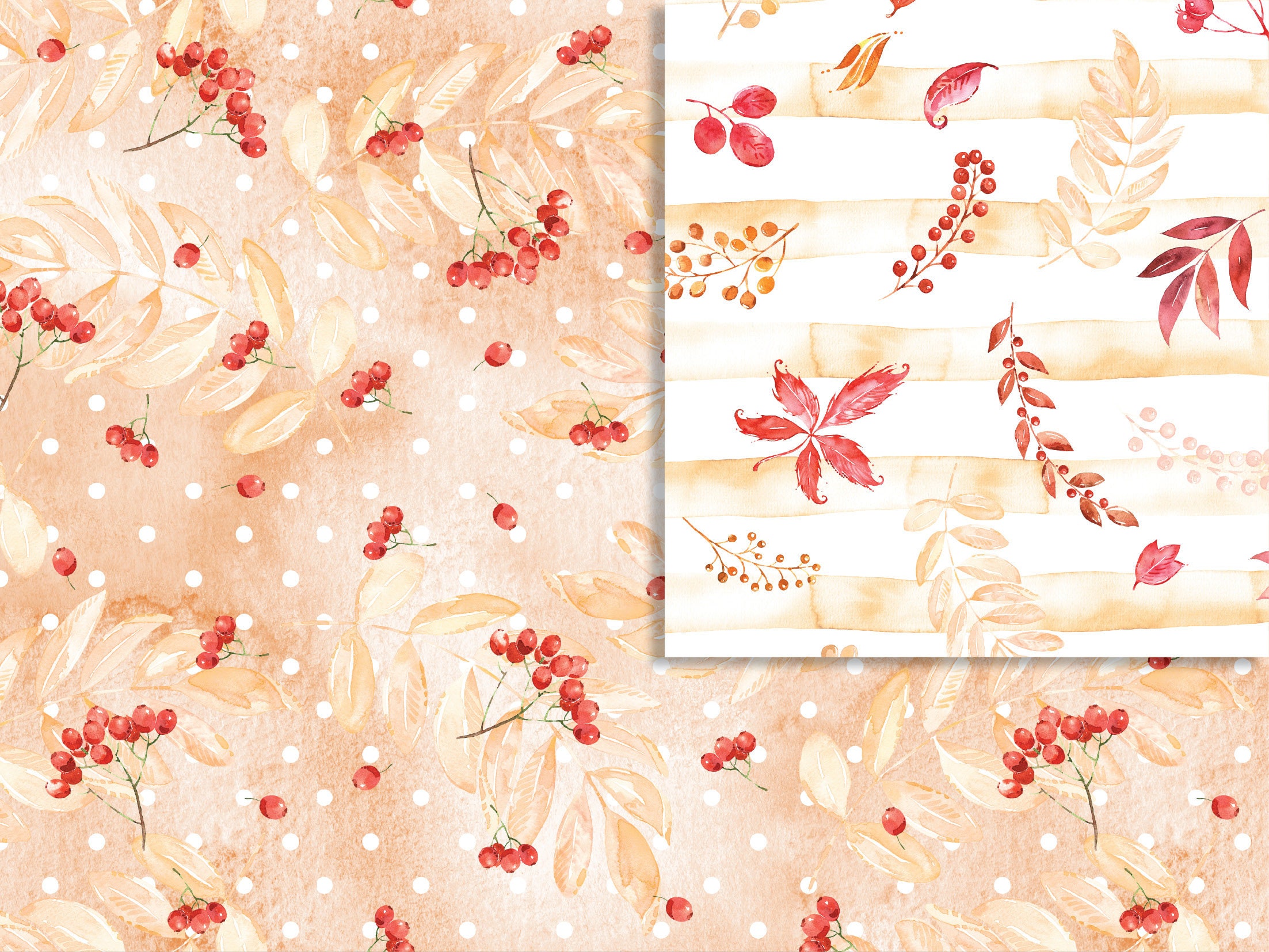 SEAMLESS Watercolor Fall Digital Paper Pack Autumn | Etsy