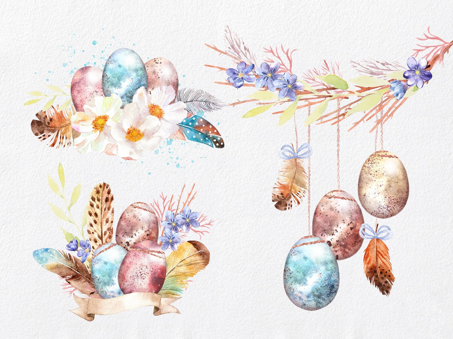 Watercolor Easter Clipart Set SPRING Clipart Watercolour | Etsy