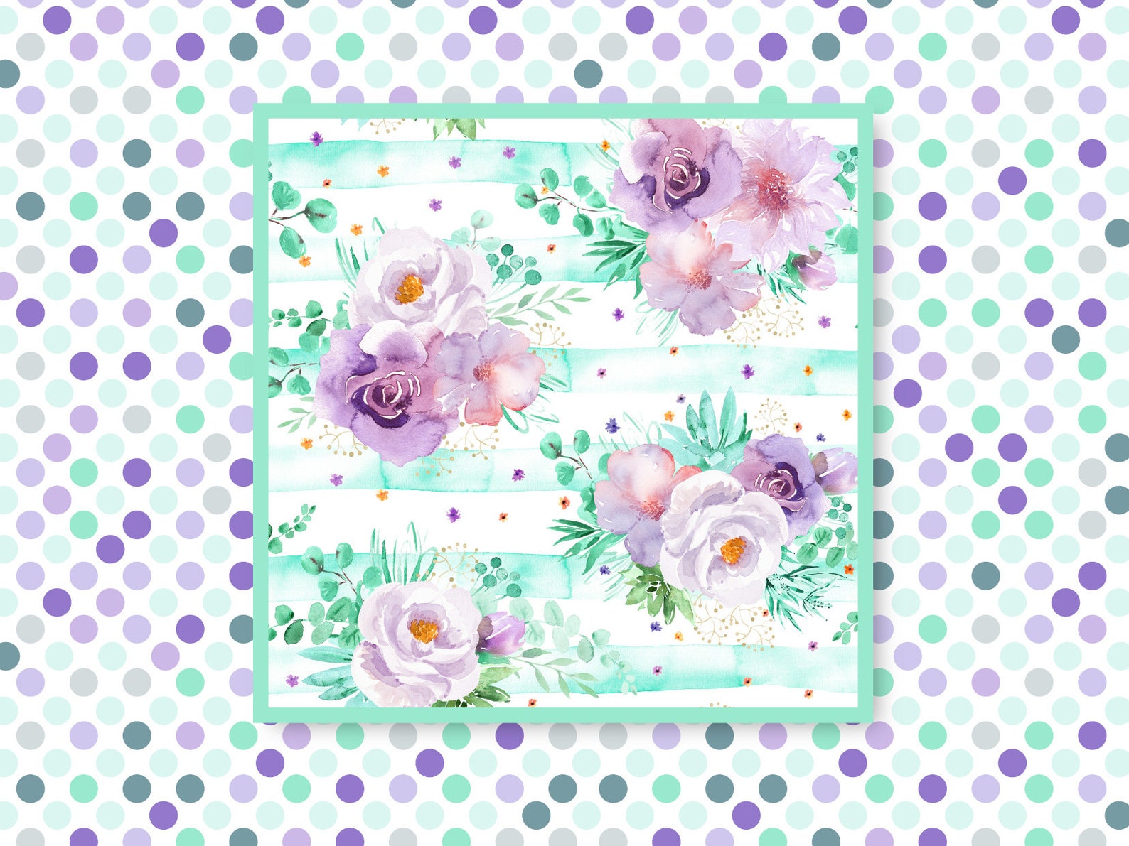 Watercolor Mint Lavender Digital Paper Flowers Seamless - Etsy