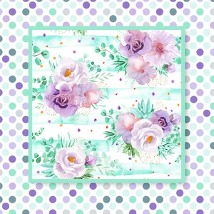 Watercolor Mint Lavender Digital Paper | Flowers Seamless Patterns ...