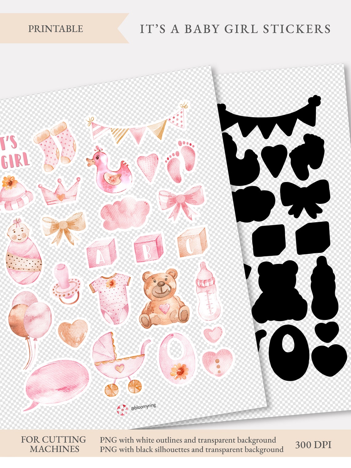 Baby Girl Stickers New Baby Printable Bullet Journal - Etsy