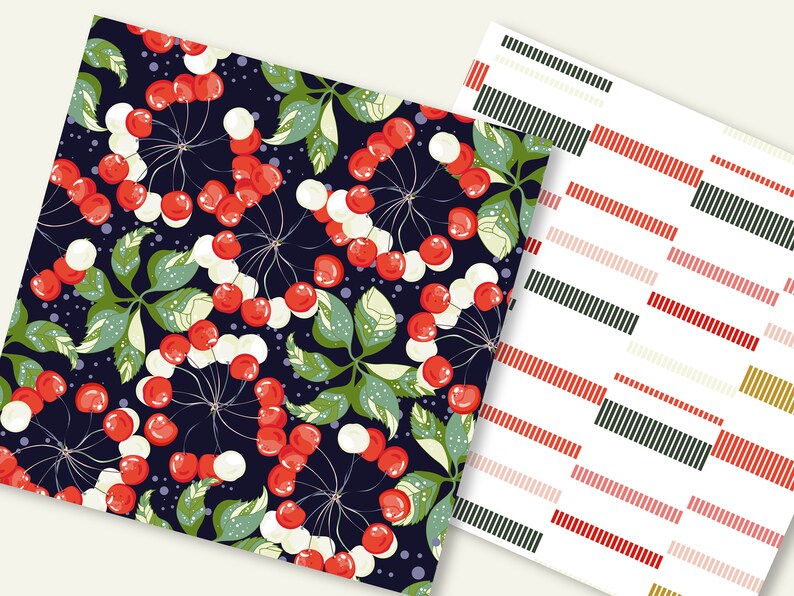 SEAMLESS Cherry Digital Paper Pack Cherries Scrapbooking - Etsy
