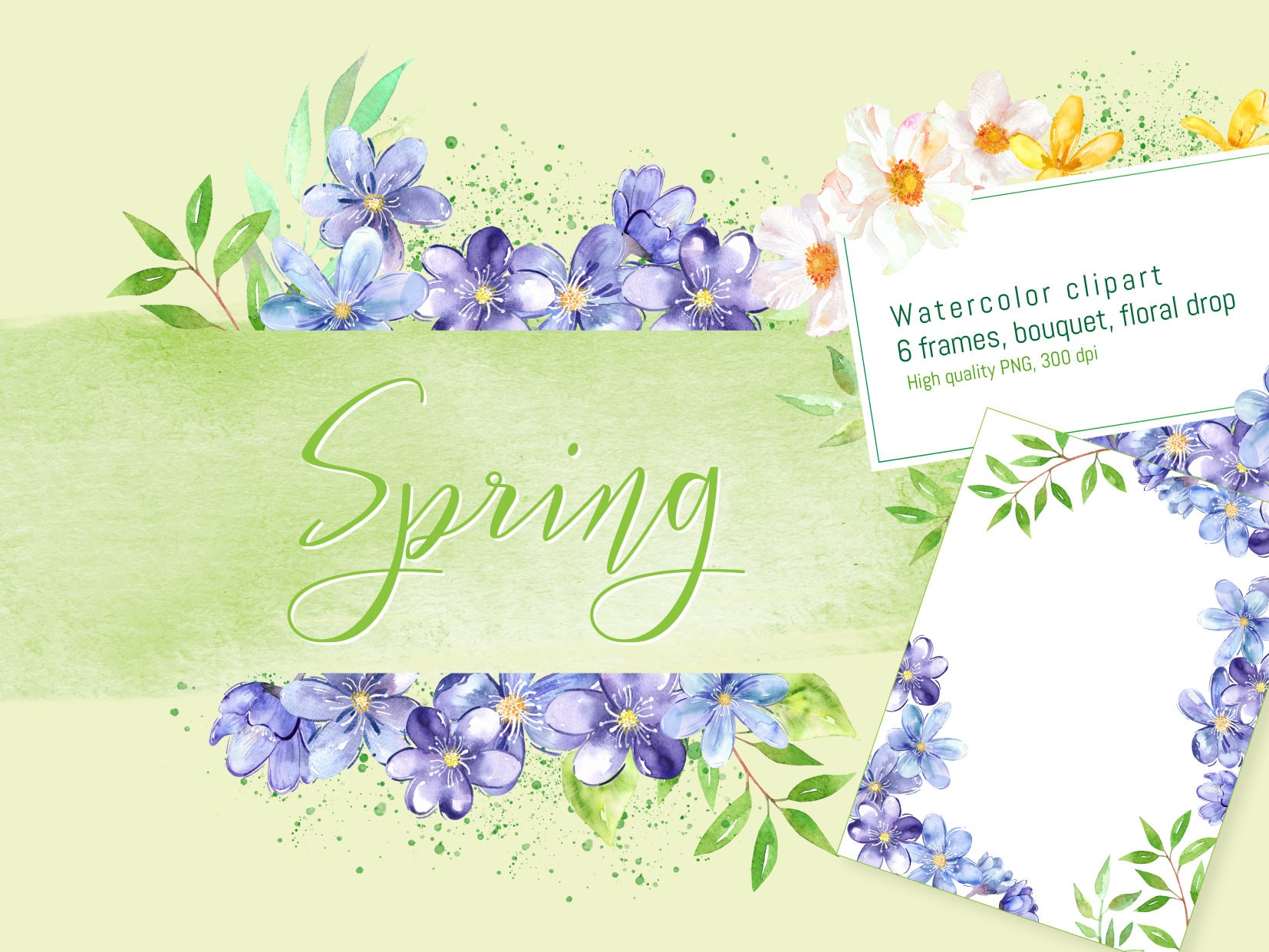 Watercolor SPRING Frames Clipart Spring Flowers Frames Set | Etsy