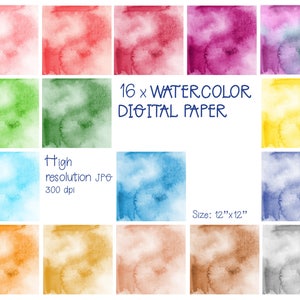Watercolor Digital Paper in Bright Colors | Instant Download ...