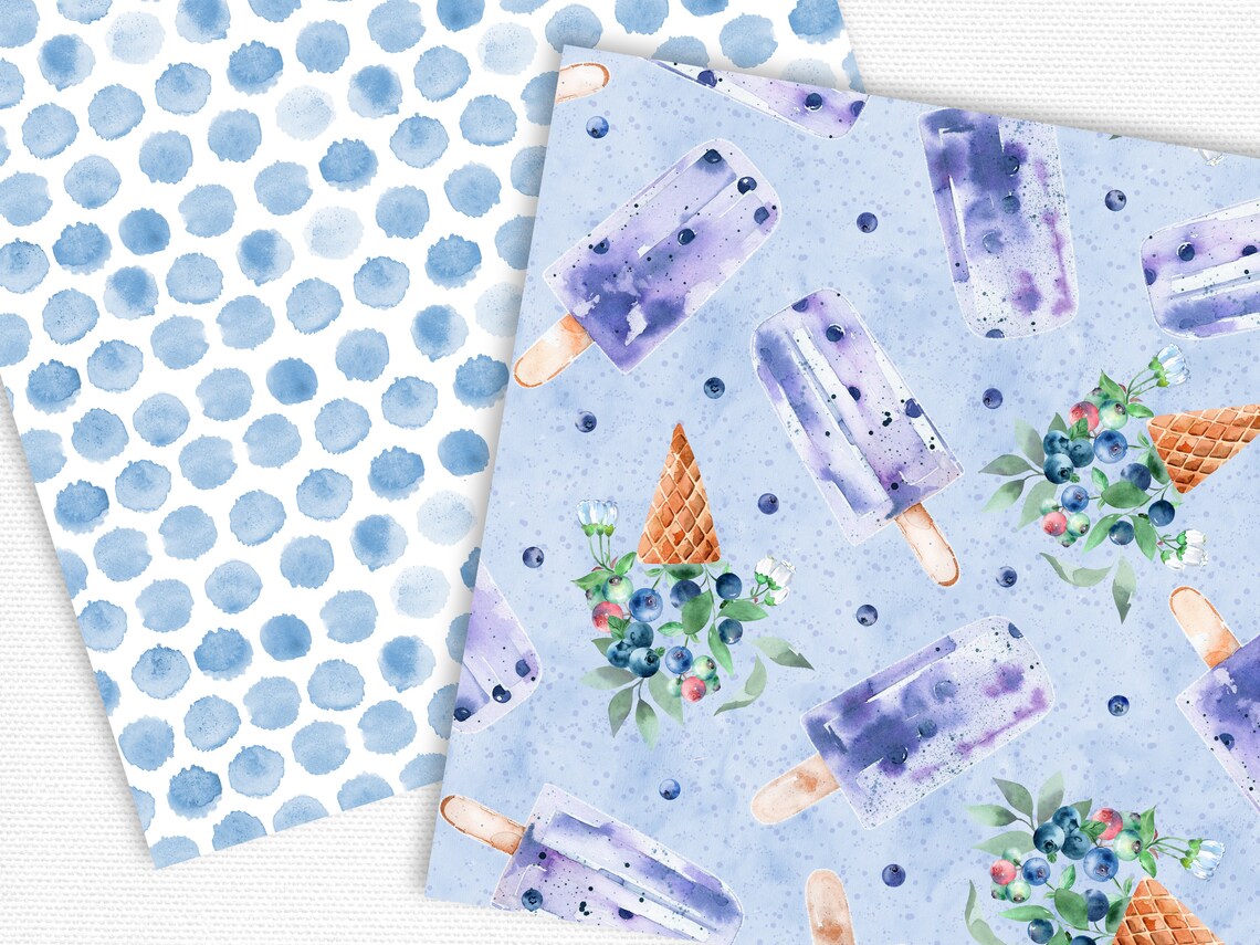 SEAMLESS Watercolor Blueberries Digital Paper Pack Breakfast | Etsy