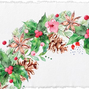 Watercolor Christmas Wreaths | Christmas Wreath Clipart | Holiday ...