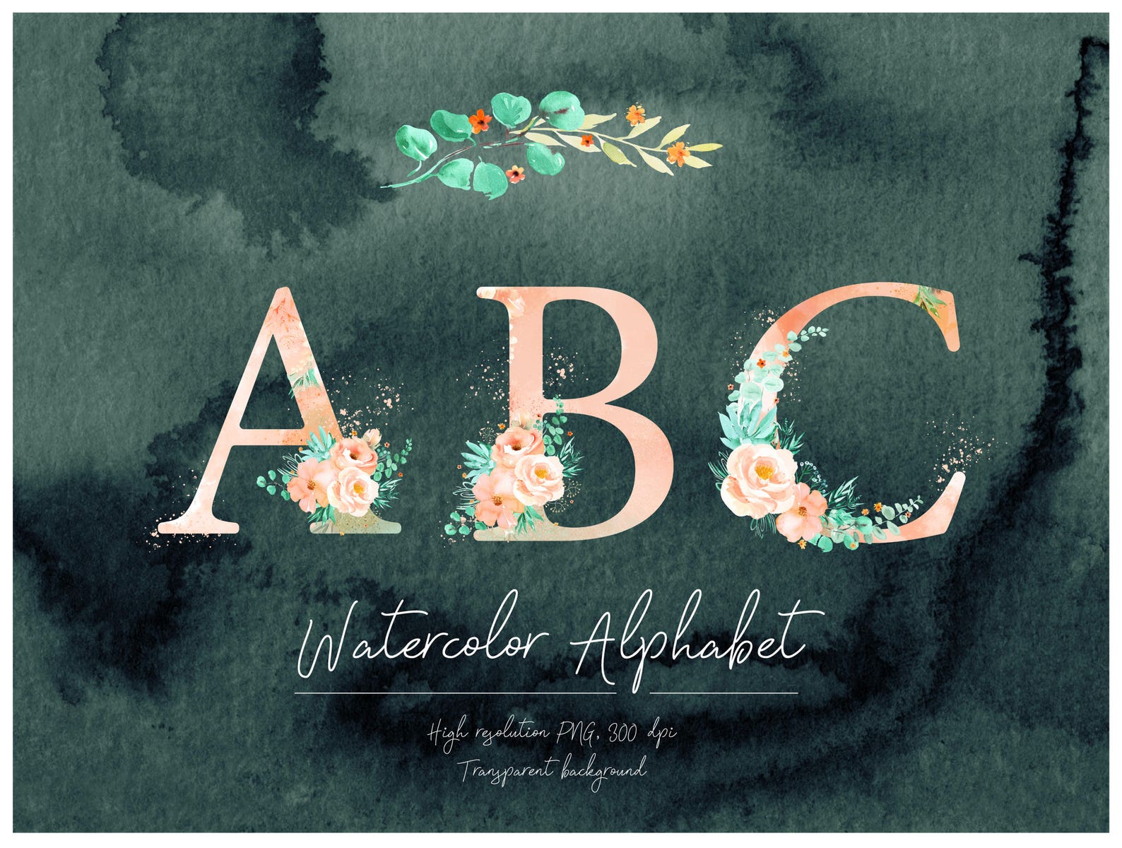 Decorated Letters Watercolor Clipart Alphabet PNG - Etsy