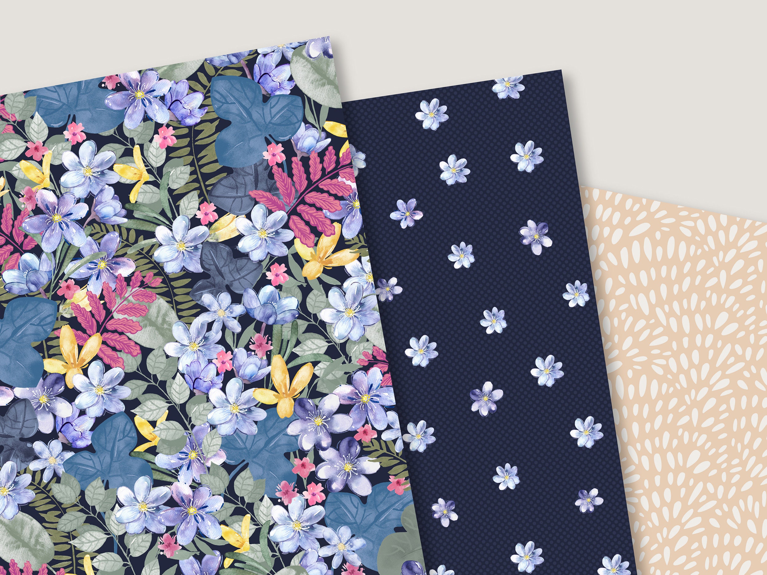 Spring Flowers Digital Papers Watercolor SEAMLESS Easter - Etsy