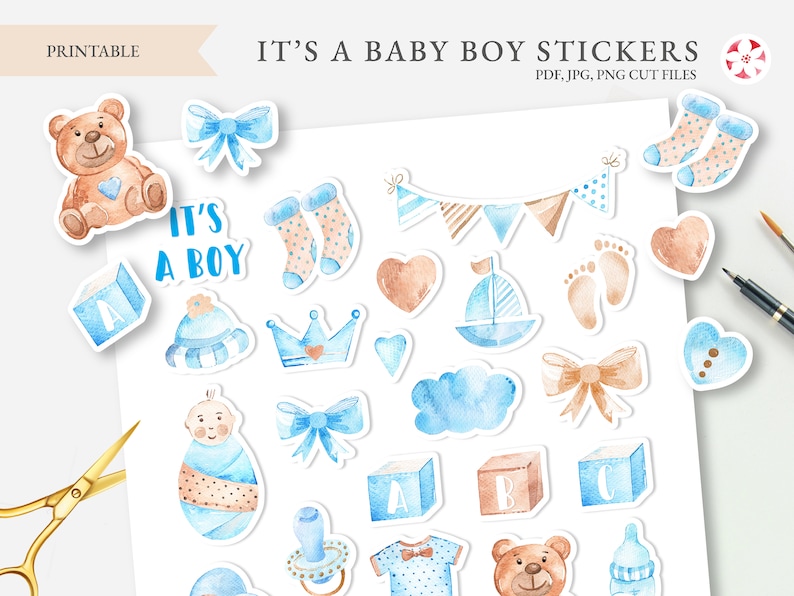 Baby Boy Stickers New Baby Printable Bullet Journal Stickers - Etsy