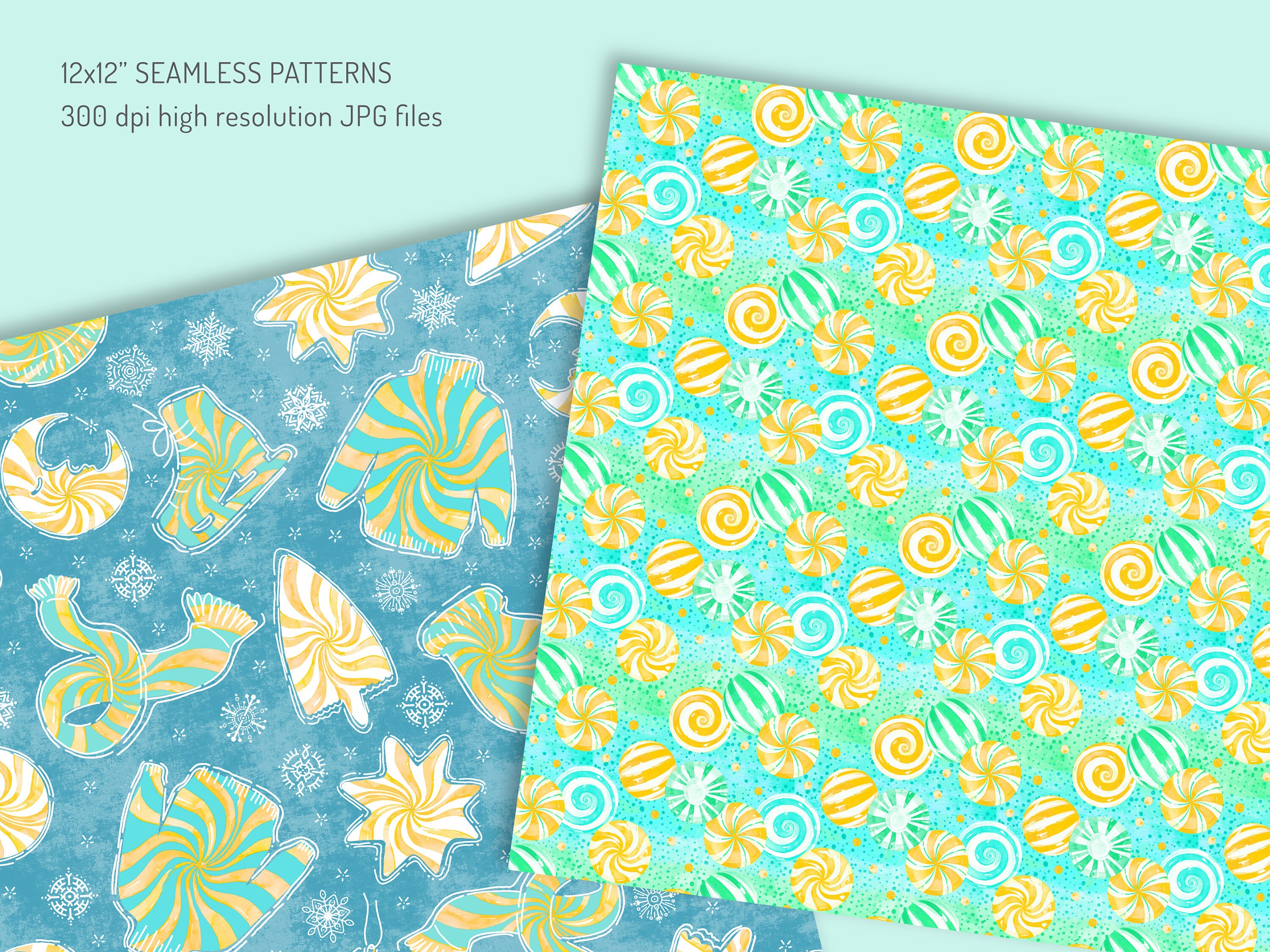 Watercolor Peppermint Candy Cane Digital Paper Pack - Etsy