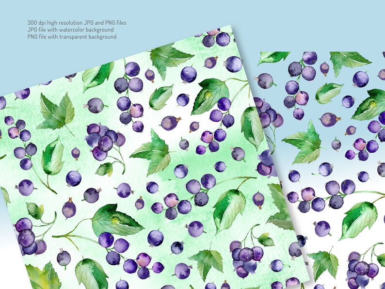 SEAMLESS Watercolor Delicious Berries Digital Paper Pack | Etsy