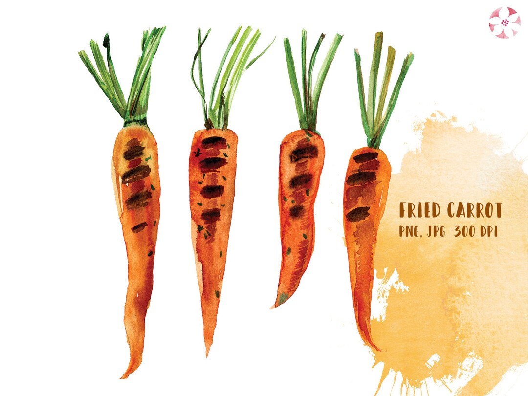 Watercolor Fried Carrots | Watercolour Drawing | Clipart | Vegetables ...