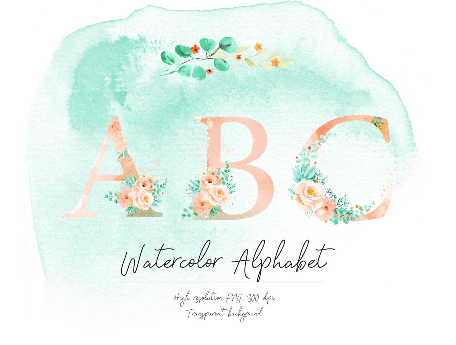 Decorated Letters | Watercolor Clipart | Alphabet PNG | Embellished ...