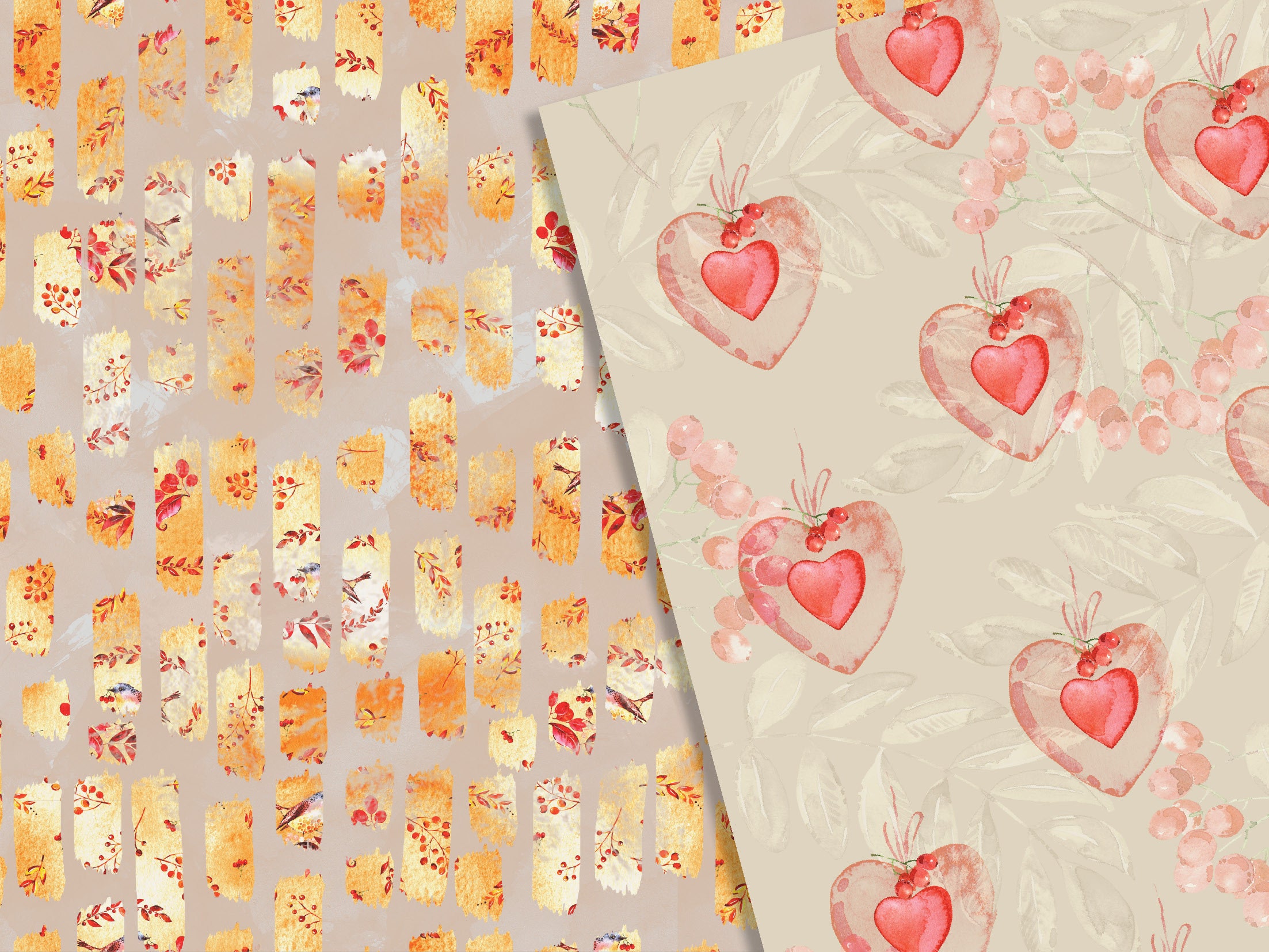 SEAMLESS Watercolor Fall Digital Paper Pack Autumn | Etsy