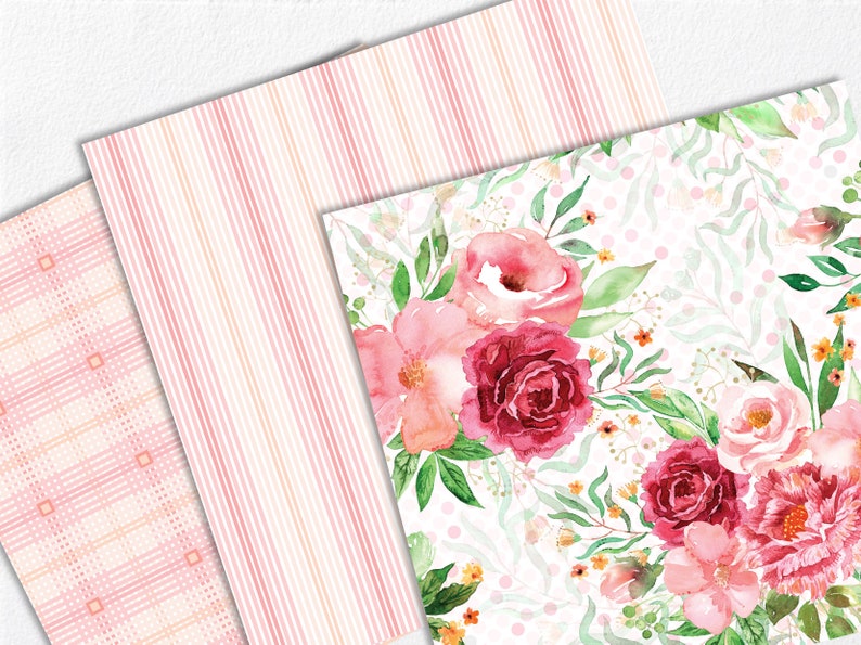 Watercolor Blush Garden Digital Paper Pack Flowers Seamless - Etsy