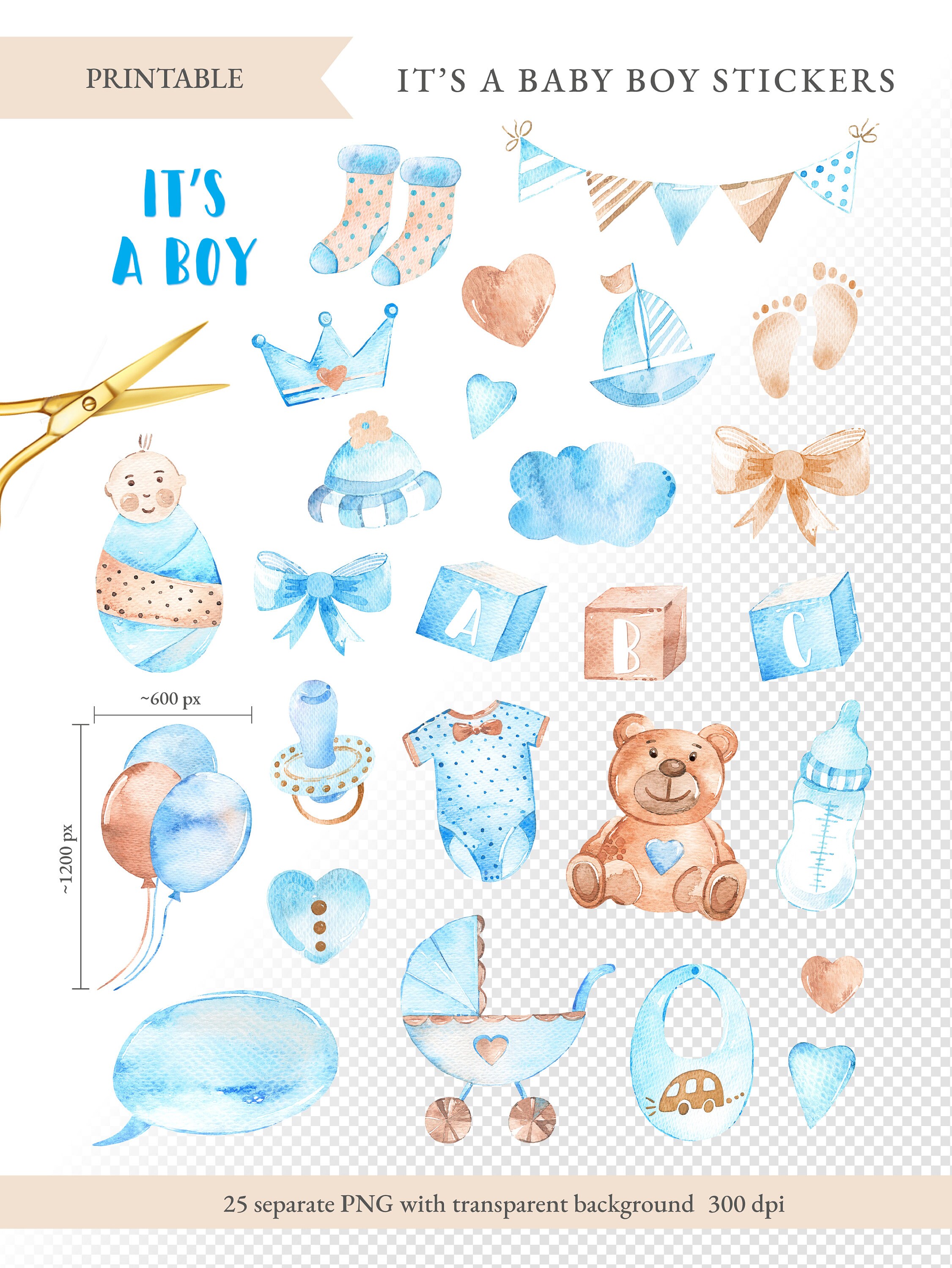 Baby Boy Stickers New Baby Printable Bullet Journal Stickers - Etsy