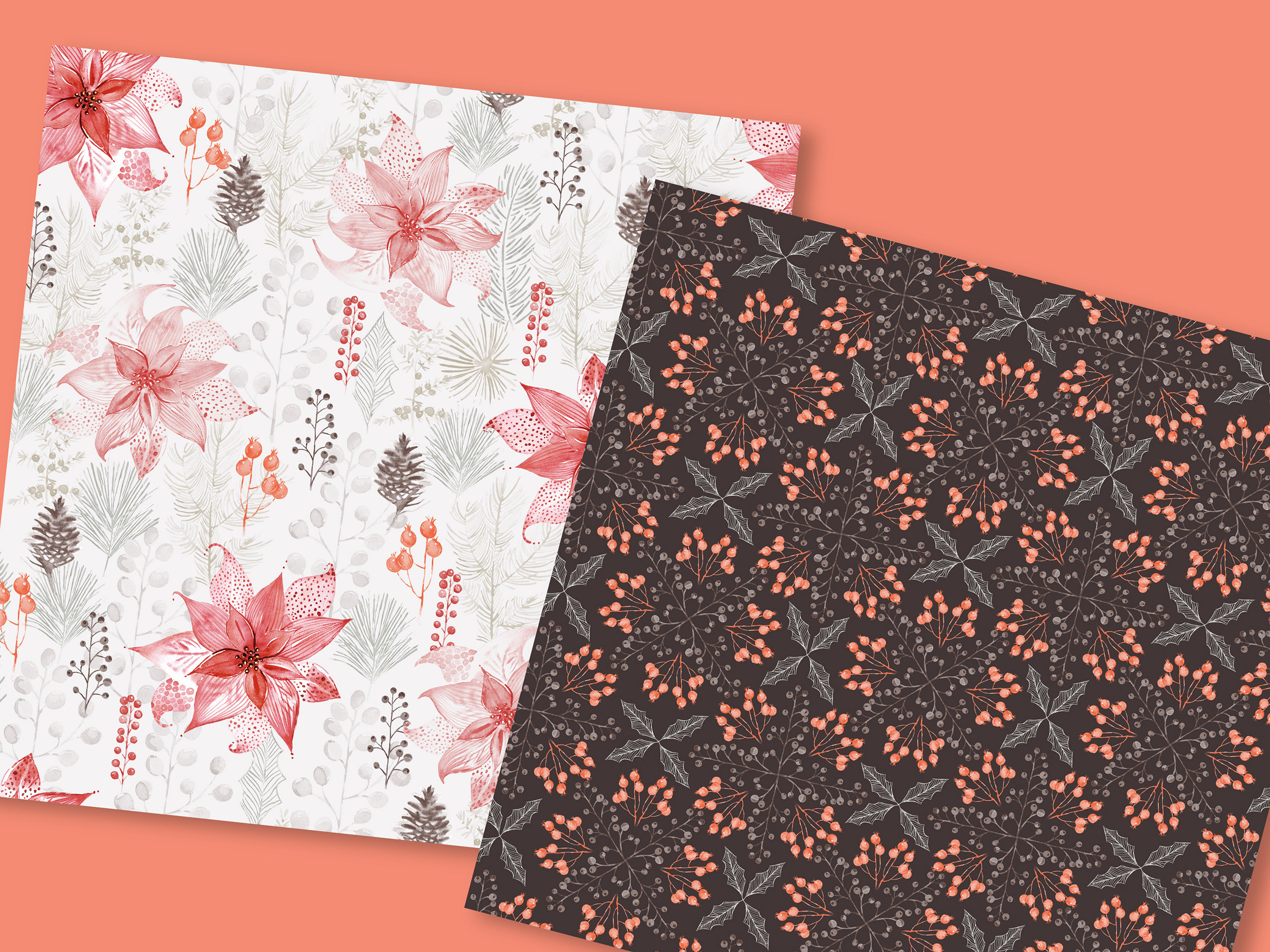 Watercolor Christmas Seamless Patterns Holiday Digital Paper - Etsy