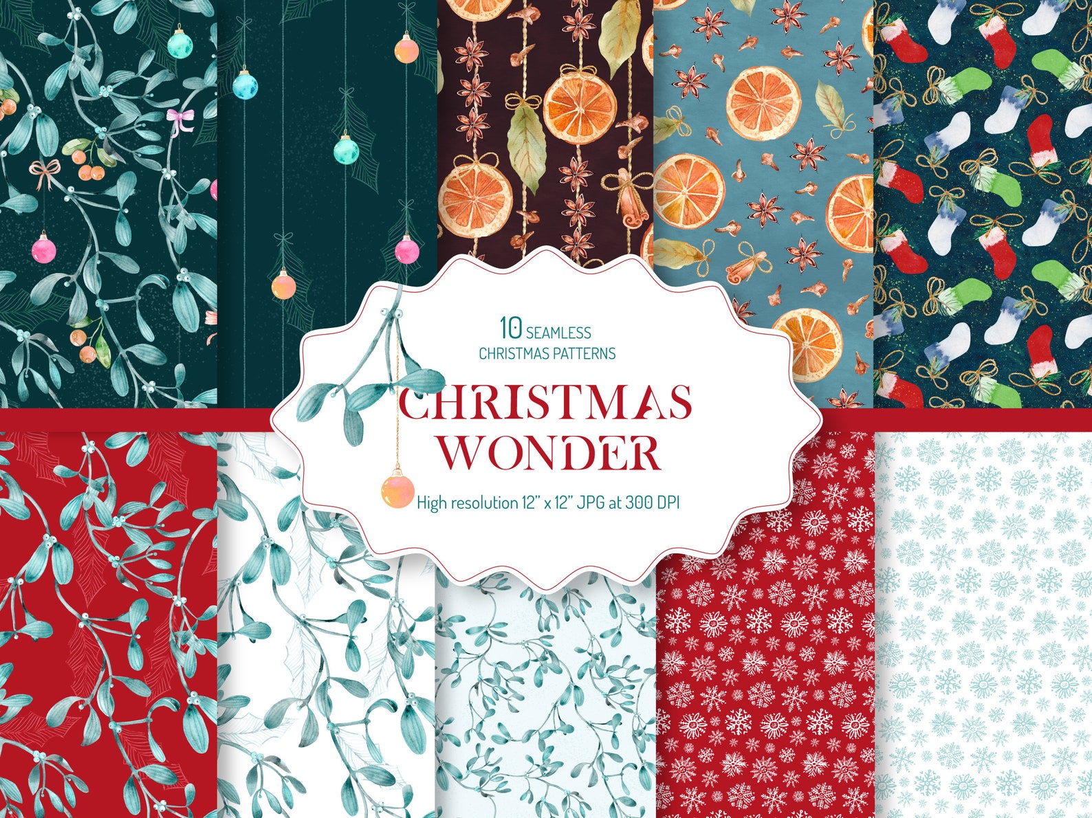 Christmas Digital Paper Pack CHRISTMAS WONDER Holiday - Etsy