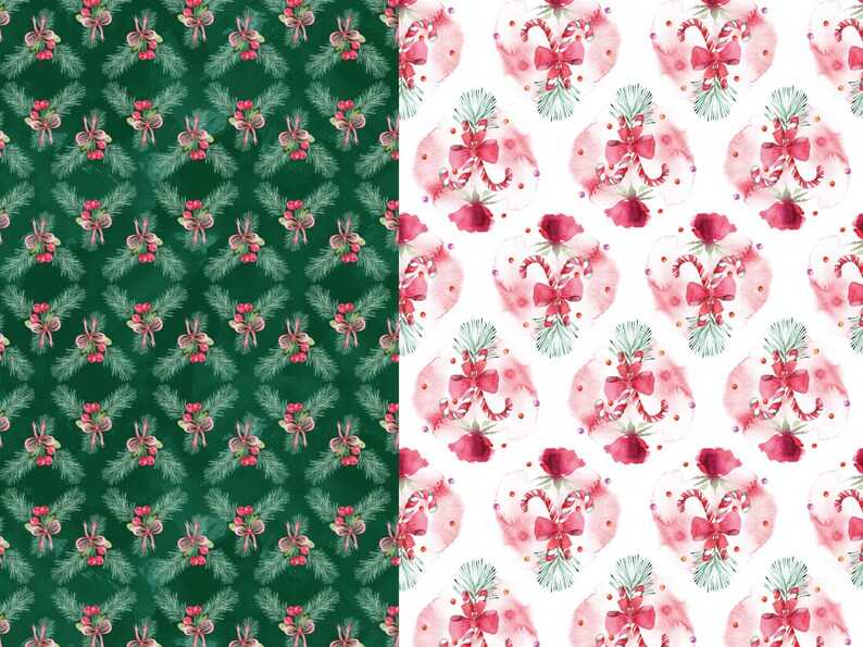 Watercolor Christmas Digital Paper Pack Holiday Seamless | Etsy