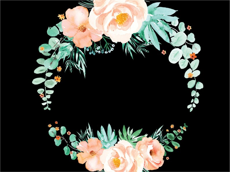 Peach Mint Floral Clipart Set | Watercolor Flowers Clip Art ...