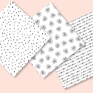 Love Seamless Digital Backgrounds, Valentine Day Black & White Digital ...