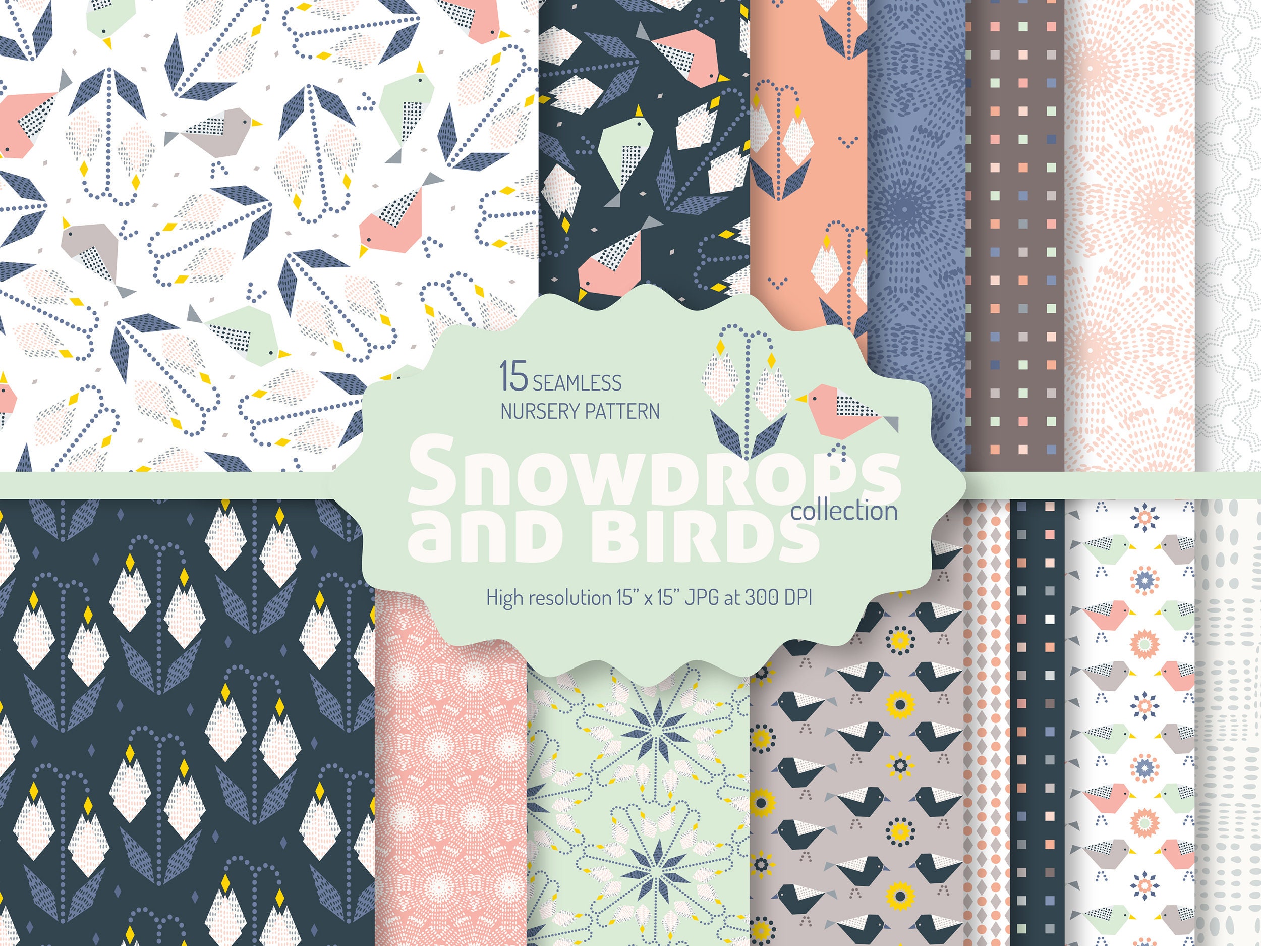 Nursery Digital Papers Seamless Pattern Kids Scrapbooking | Etsy