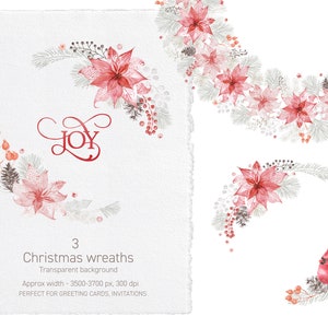 Watercolor Christmas Clipart Set | Wreaths | Frames | Cards | Holiday ...