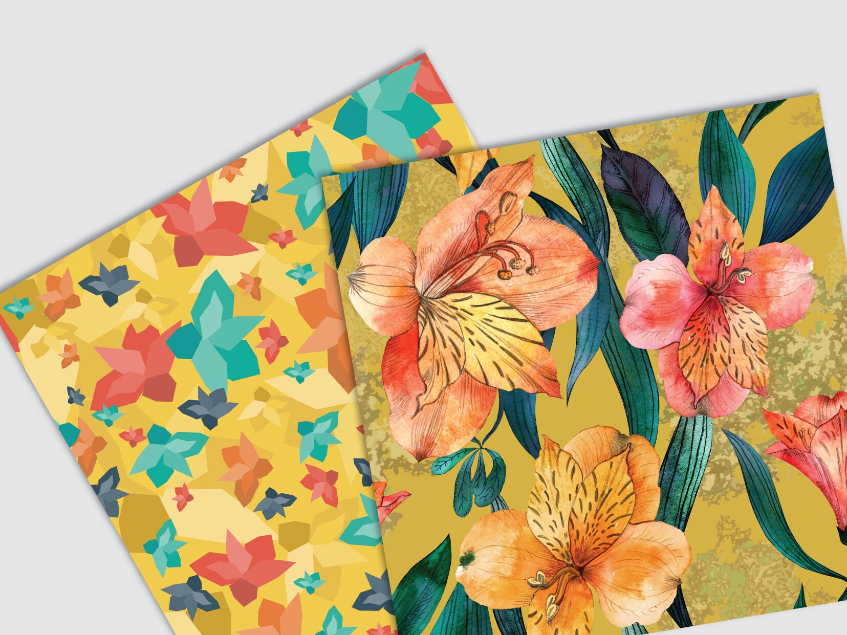 Watercolor Orange Flowers Digital Paper Pack Bright Floral - Etsy