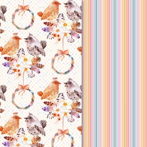 Watercolor Feathers Digital Paper Pack | Flowers Seamless Patterns ...