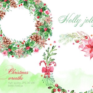 Watercolor Christmas Wreaths | Christmas Wreath Clipart | Holiday ...