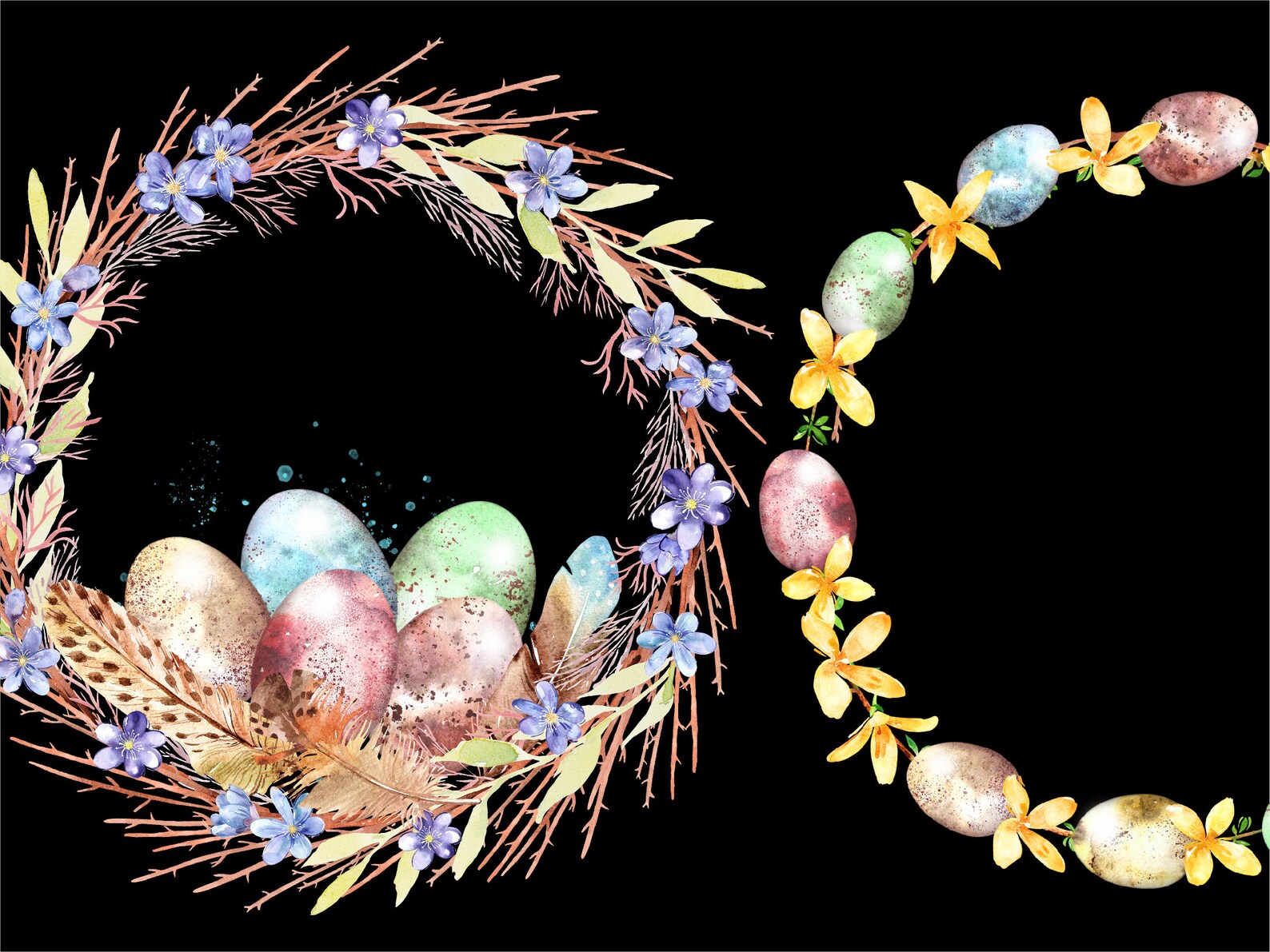 Watercolor Easter Clipart Set SPRING Clipart Watercolour | Etsy