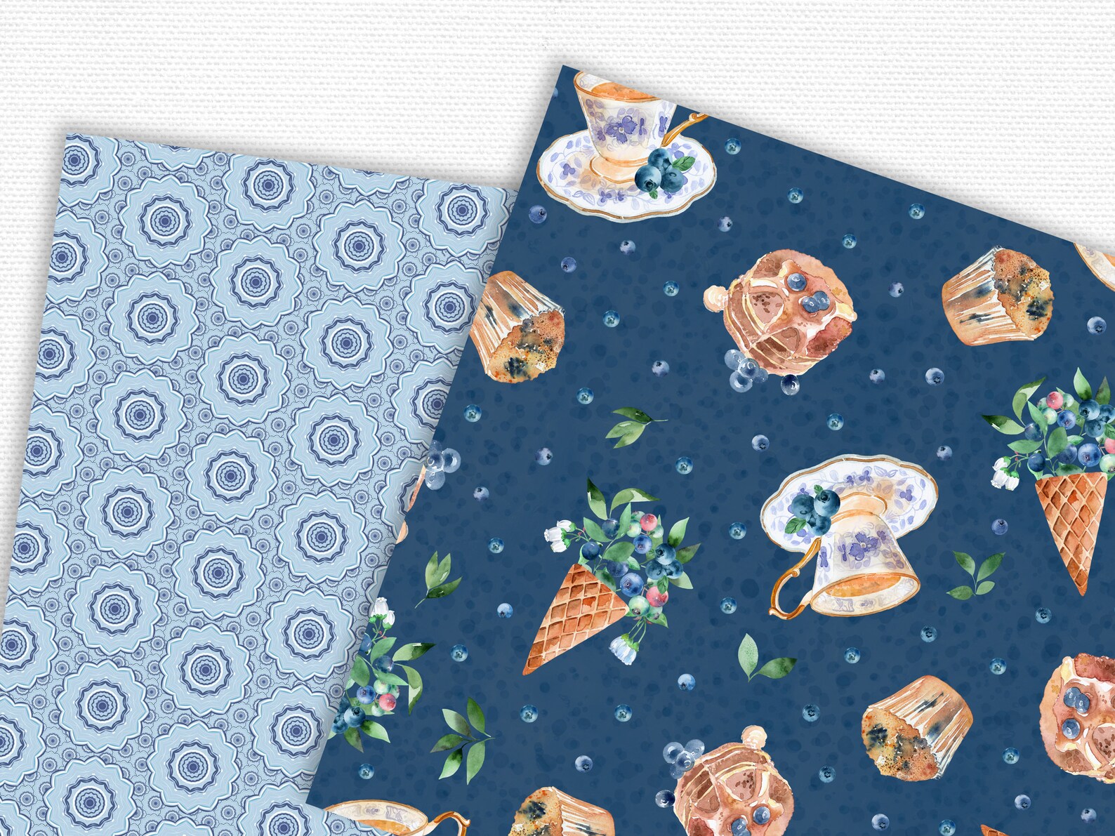 SEAMLESS Watercolor Blueberries Digital Paper Pack Breakfast | Etsy