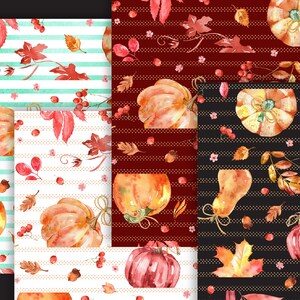 SEAMLESS Watercolor Thanksgiving Digital Paper Pack | Pumpkin ...