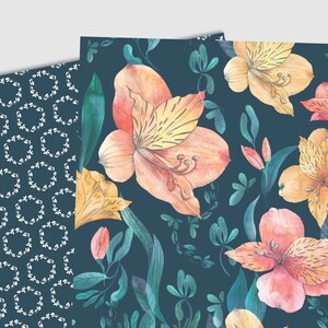 Watercolor Orange Flowers Digital Paper Pack | Bright Floral Seamless ...