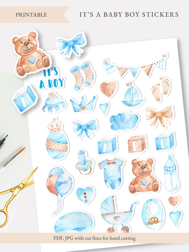 Baby Boy Stickers New Baby Printable Bullet Journal Stickers - Etsy