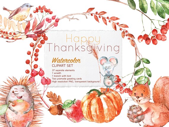 Watercolor Fall Clipart Set Watercolour Autumn Clip Art | Etsy