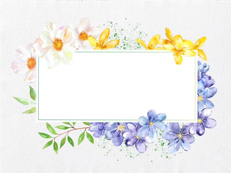 Watercolor SPRING Frames Clipart Spring Flowers Frames Set | Etsy