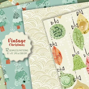 Vintage Christmas Digital Paper Pack | Holiday Seamless Patterns ...