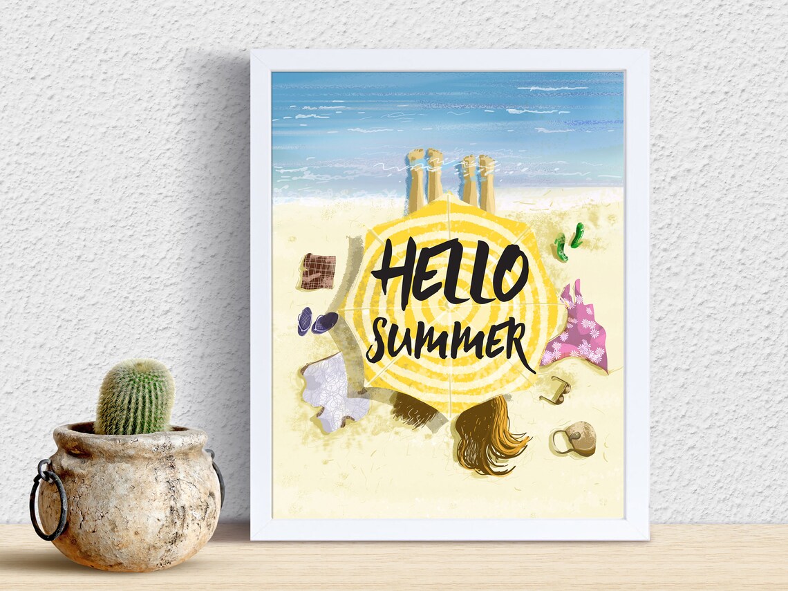 Hello Summer Printable Wall Art Summer Print Summer Decor - Etsy