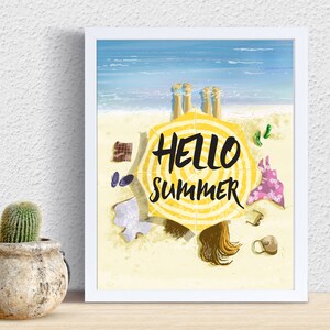 Hello Summer Printable Wall Art, Summer Print, Summer Decor, Digital ...