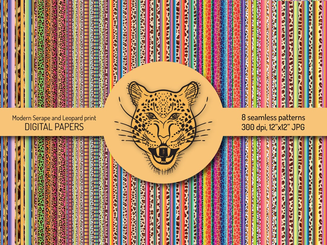 Modern Serape Leopard Print Digital Paper Pack | Animal Seamless ...