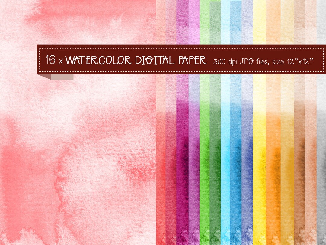 Watercolor Digital Paper in Bright Colors | Instant Download ...
