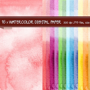 Watercolor Digital Paper in Bright Colors | Instant Download ...