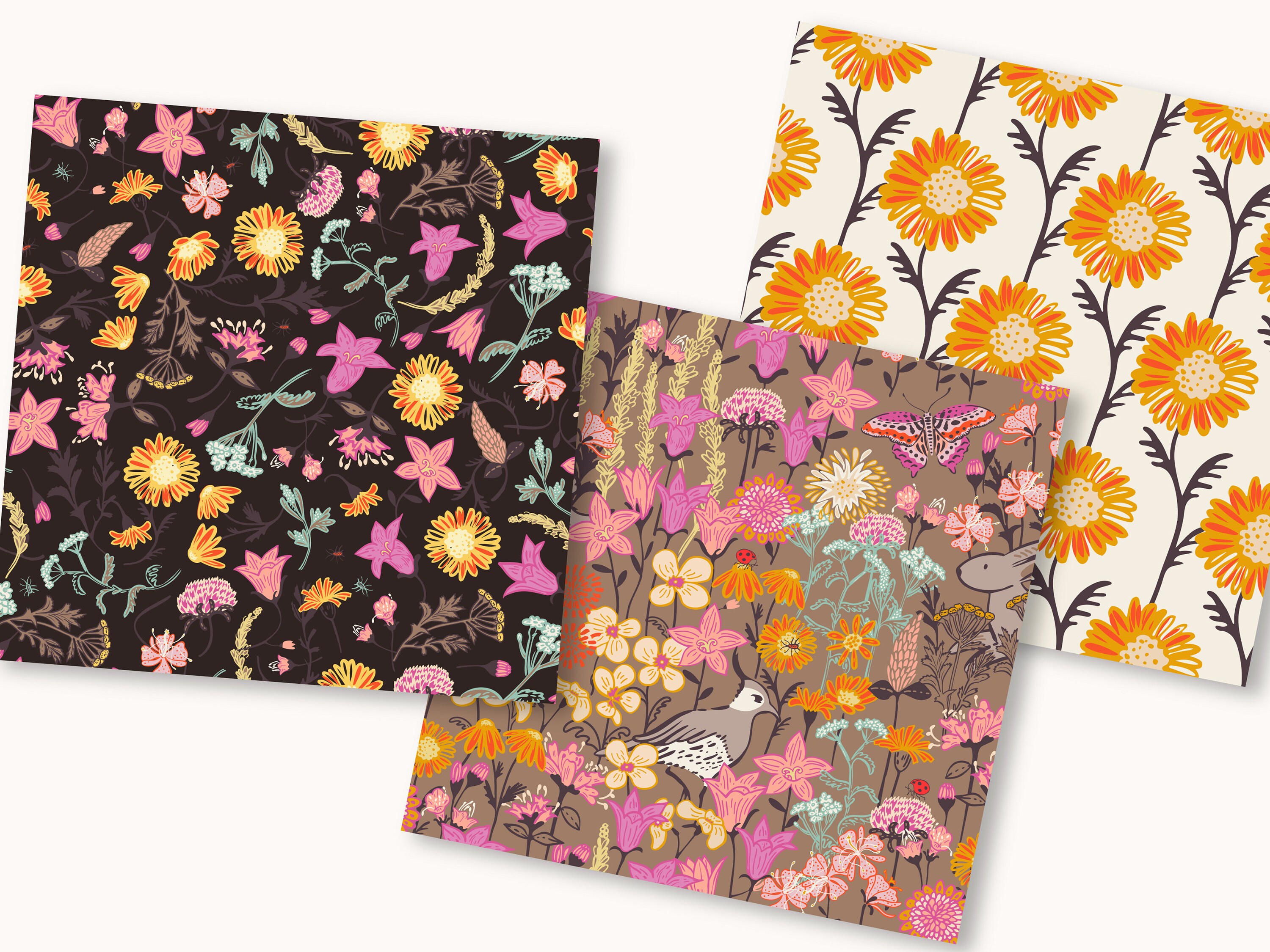 Summer Floral Digital Papers SEAMLESS Flowers Backgrounds - Etsy