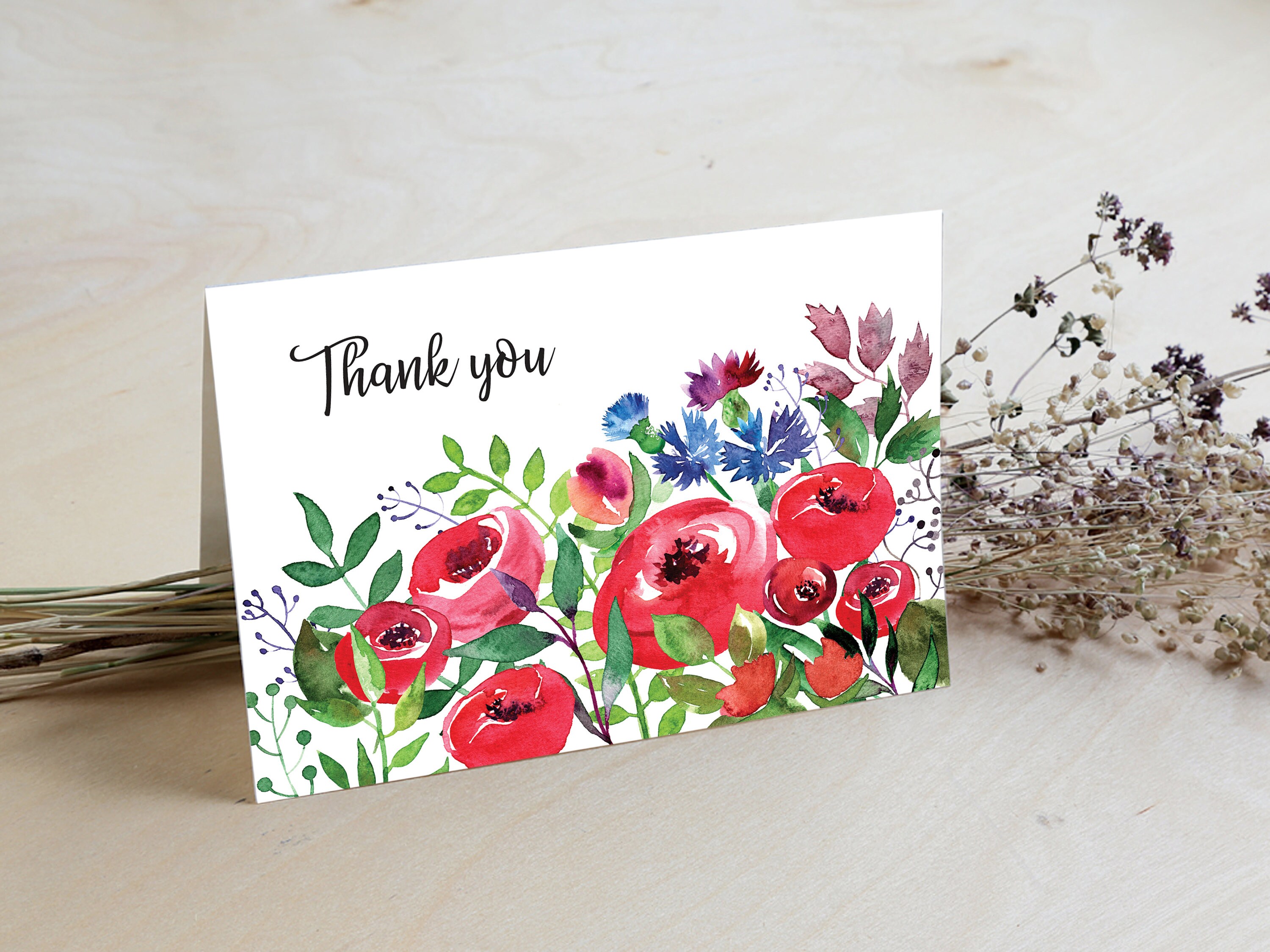 Summer Thank You Card Floral Thank You Card Wedding Thank | Etsy